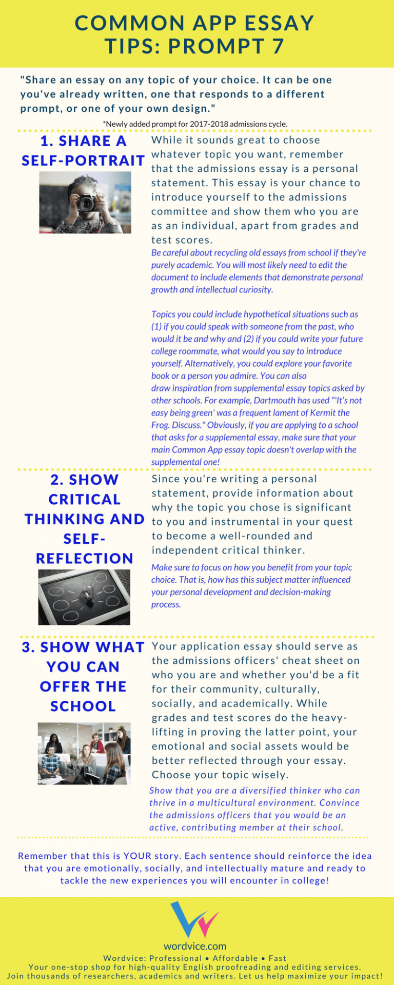 Common App Prompt #7: Share an Essay on Any Topic of Your Choice - Wordvice